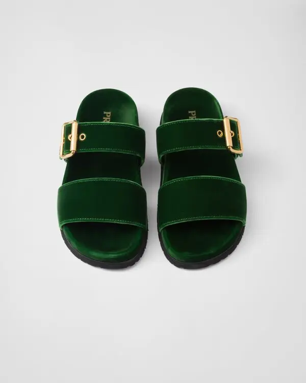Prada Velvet Slides - Laurel Green | Editorialist
